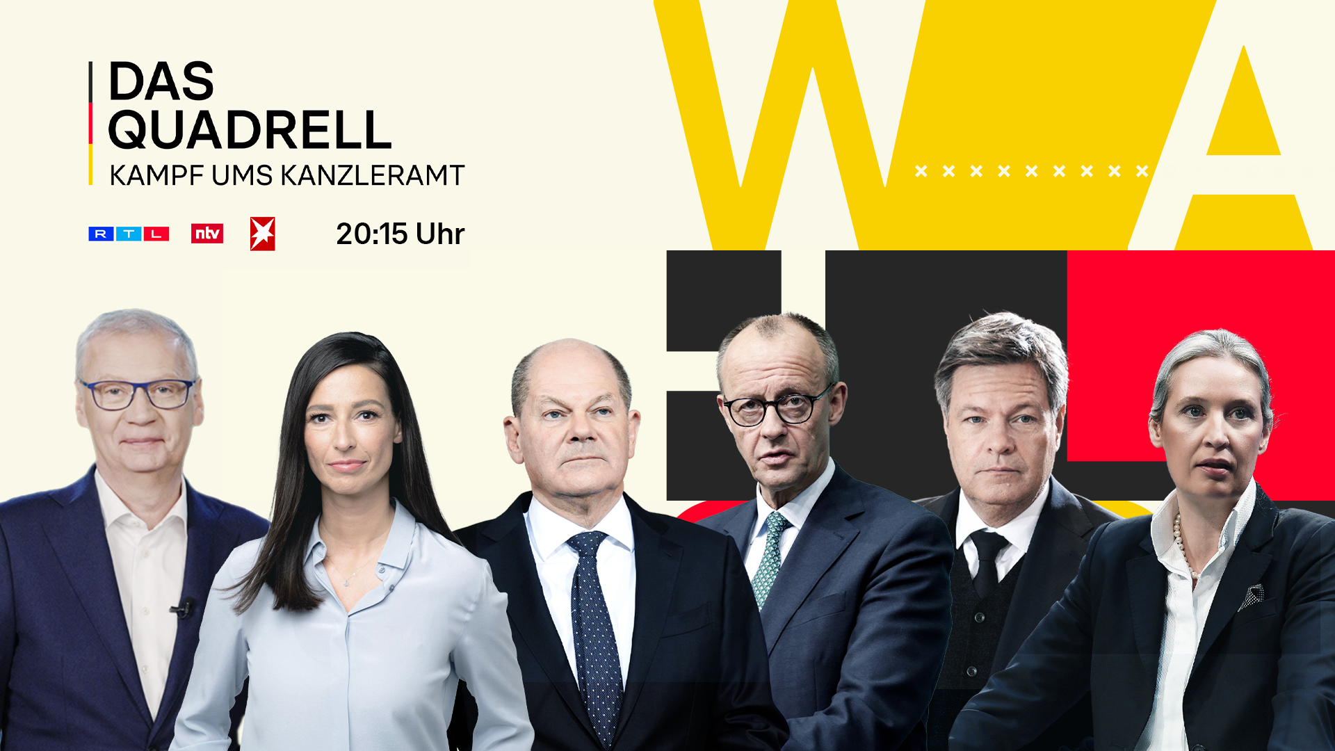 »Das Quadrell«: Scholz, Merz, Weidel und Habeck bei RTL, ntv und stern ...